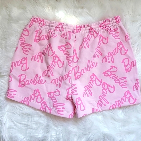 Barbie | Shorts | Barbie Script Pink Shorts Xl | Poshmark